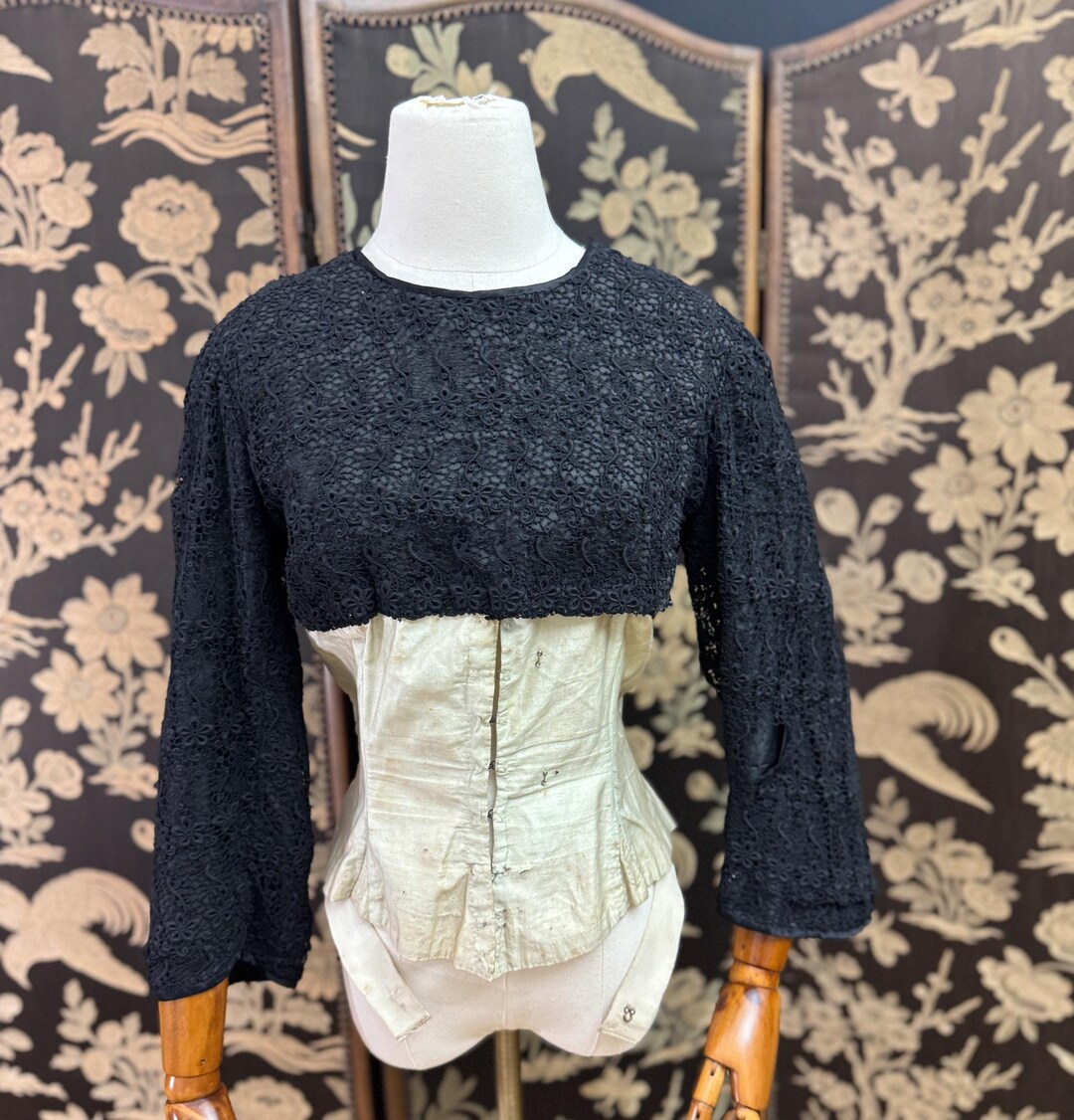 Edwardian Black Lace Empire Bodice With Silk Corset C. 1908–1912 ...