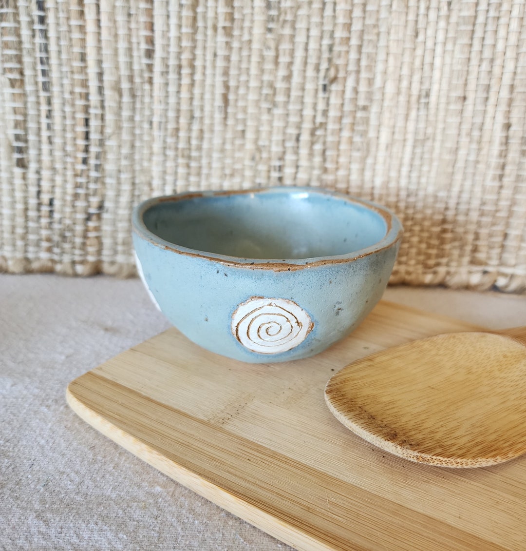 Small Ceramic Bowl Light Blue With Some Sgraffito - Etsy