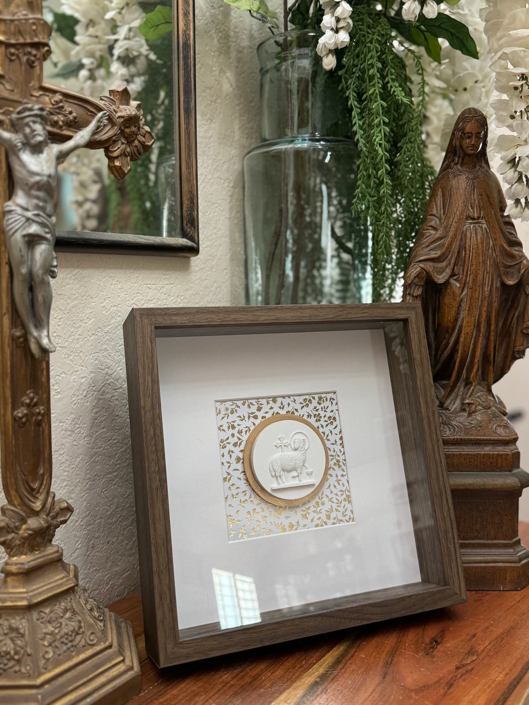 Agnus Dei Intaglio Collection/walnut Effect Frame - Etsy