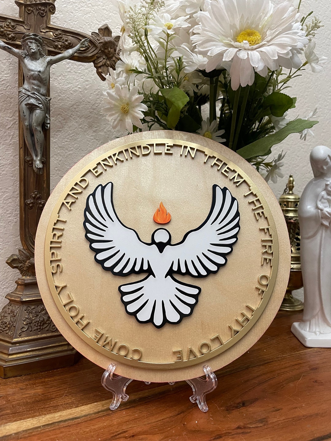 Holy Spirit Wood Carving: Catholic Gift - Etsy