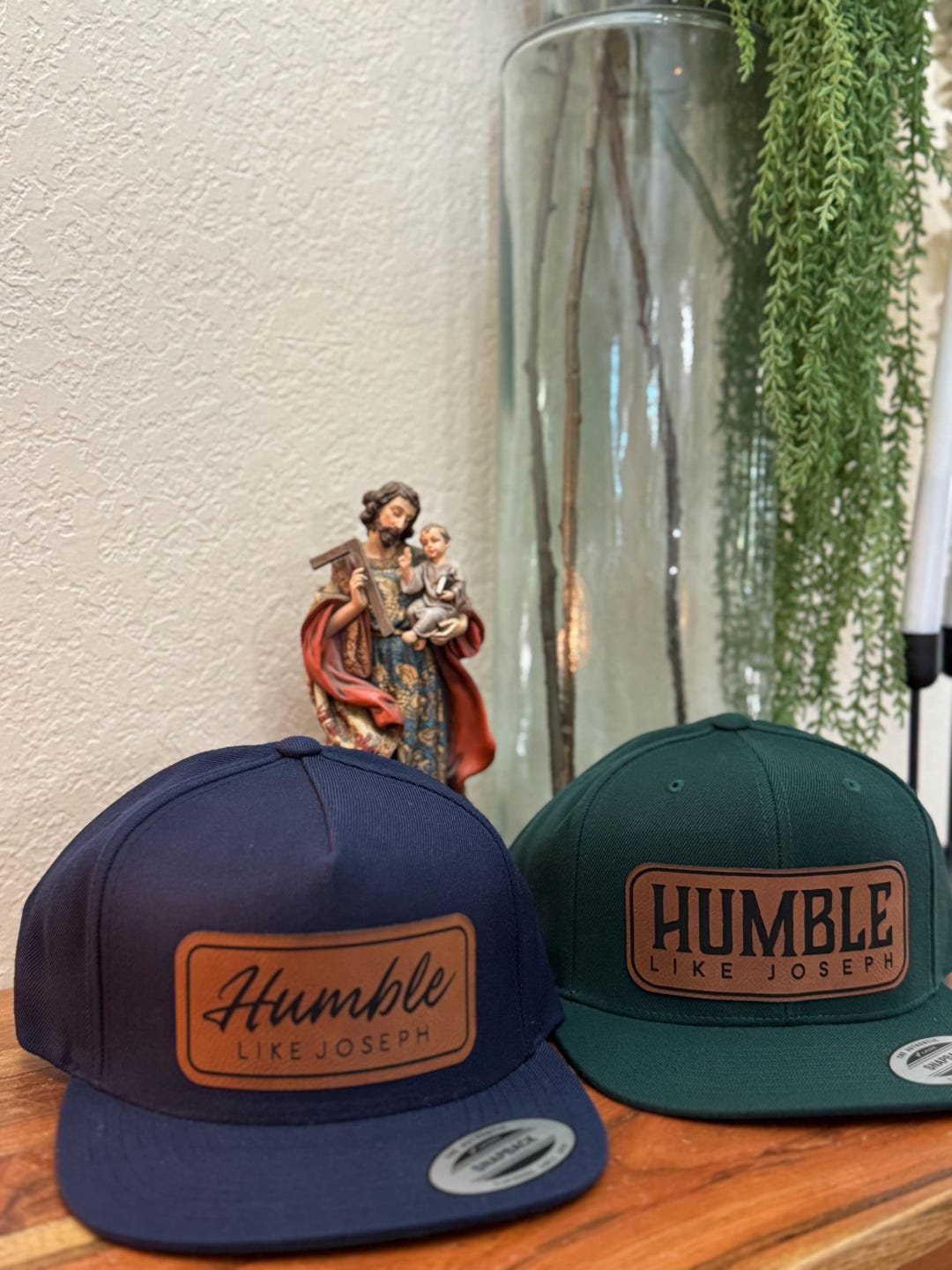 Humble / St Joseph Catholic Snapback Hat / Leather Patch - Etsy