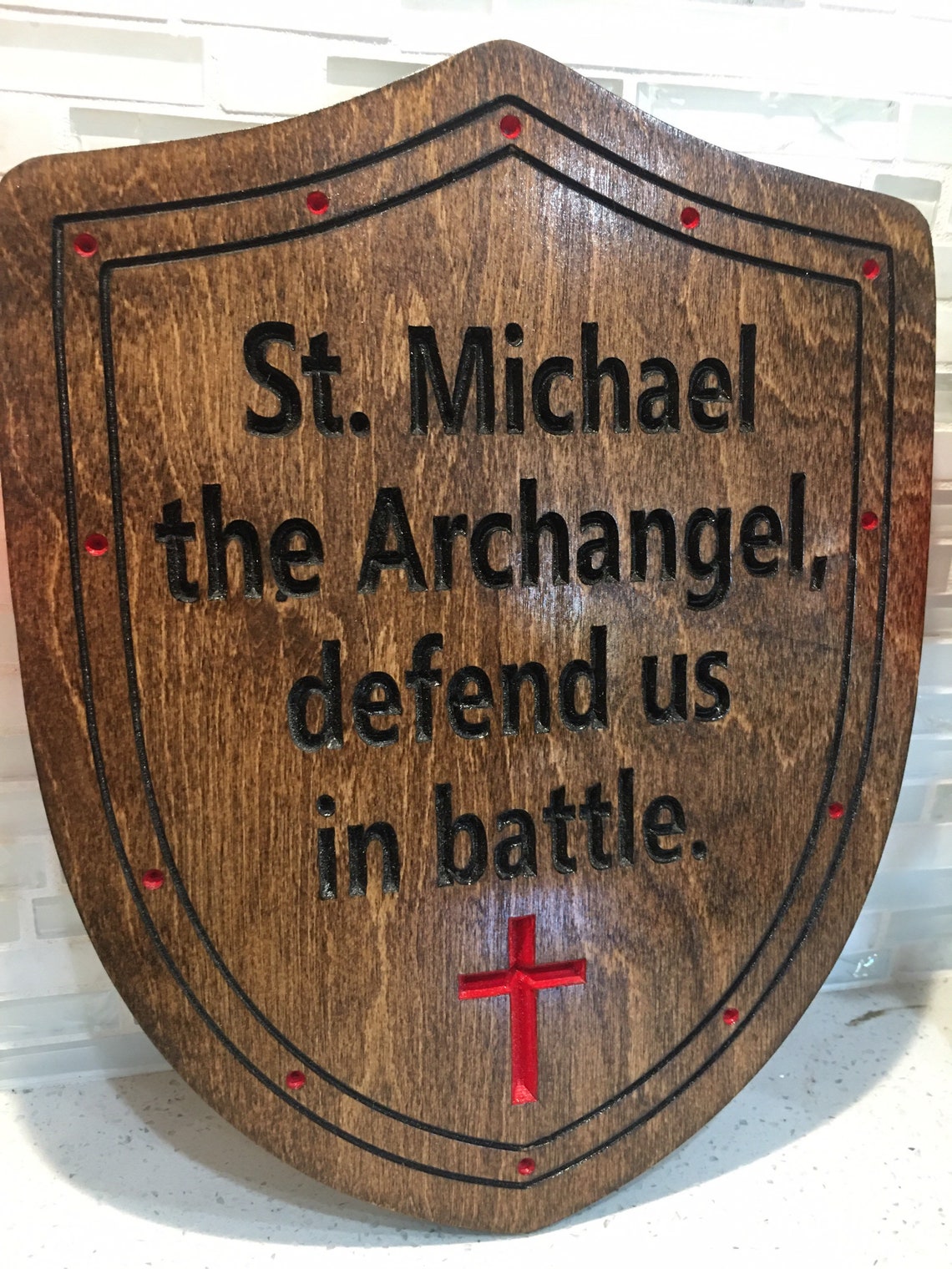 St Michael Shield Stained Brown - Etsy