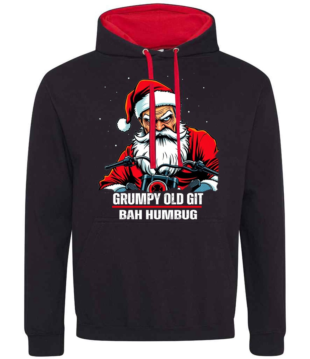 Grumpy Old Git Bah Humbug Christmas Biker Motorcycle Fun Hoodie Black & Red - Etsy