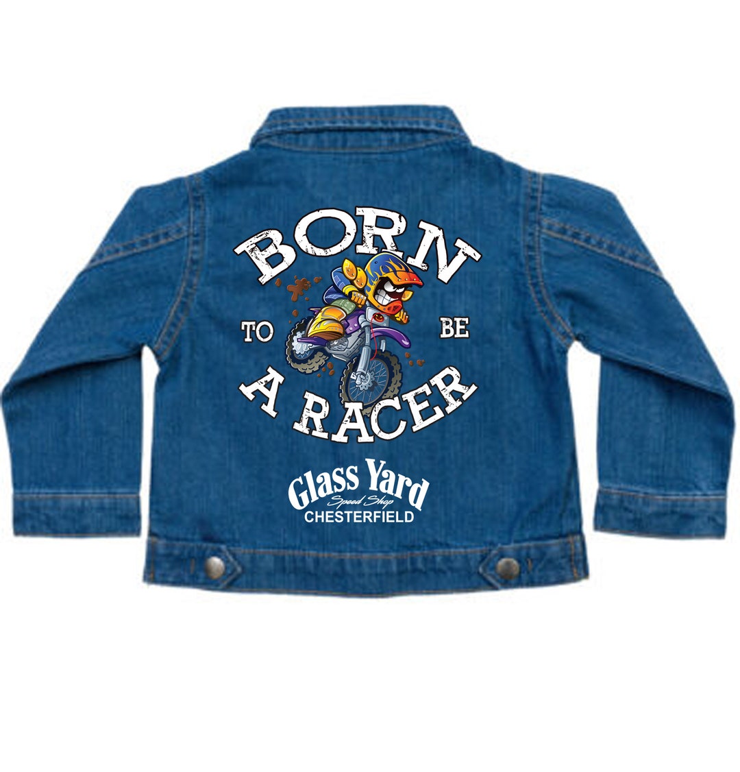 Kids Children Baby Denim Jacket Born to Be a Racer MX Motocross ...