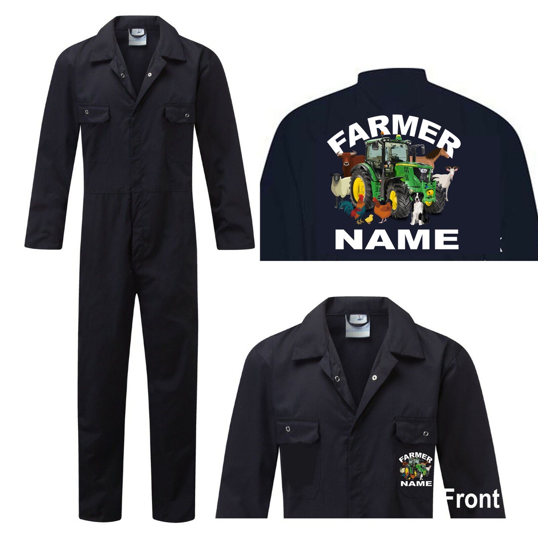 Farmer Blue Adult Overalls Custom Printed Coveralls Workwear Boiler ...