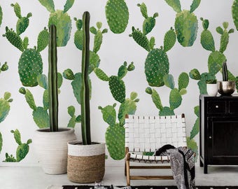 Cactus Wallpaper Sticker Peel and Sticker Wall Mural sticker | Etsy