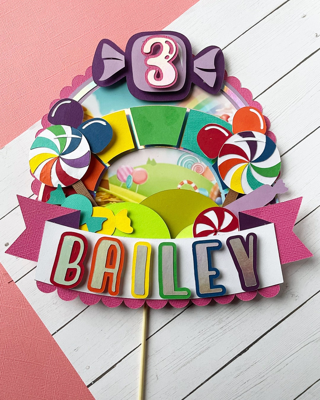 Candy Cake Topper, Candy Theme Birthday Cake Topper, Candy Land ...