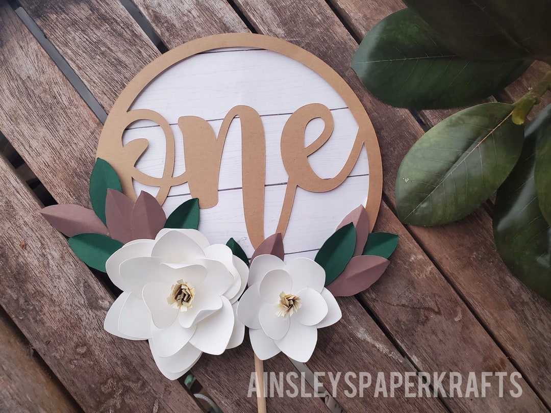 Magnolia Cake Topper,farmhouse Cake Topper, Magnolia Theme Paper Flower ...