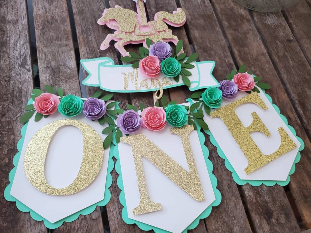 Carousel First Birthday Banner Carousel Theme Party - Etsy