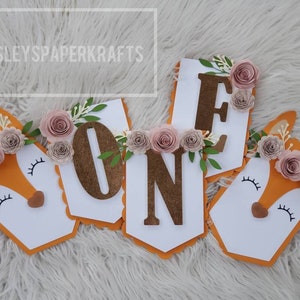 Fox Banner,woodland Animals Birthday, Fox Birthday Banner, Fox Floral ...
