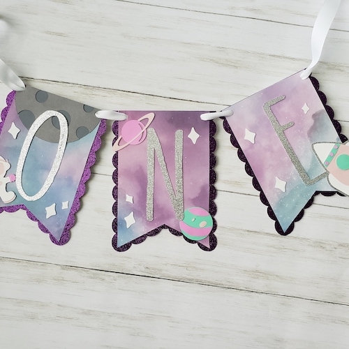 Girl Nasa Space Birthday Theme Party First Pink Purple Cake | Etsy