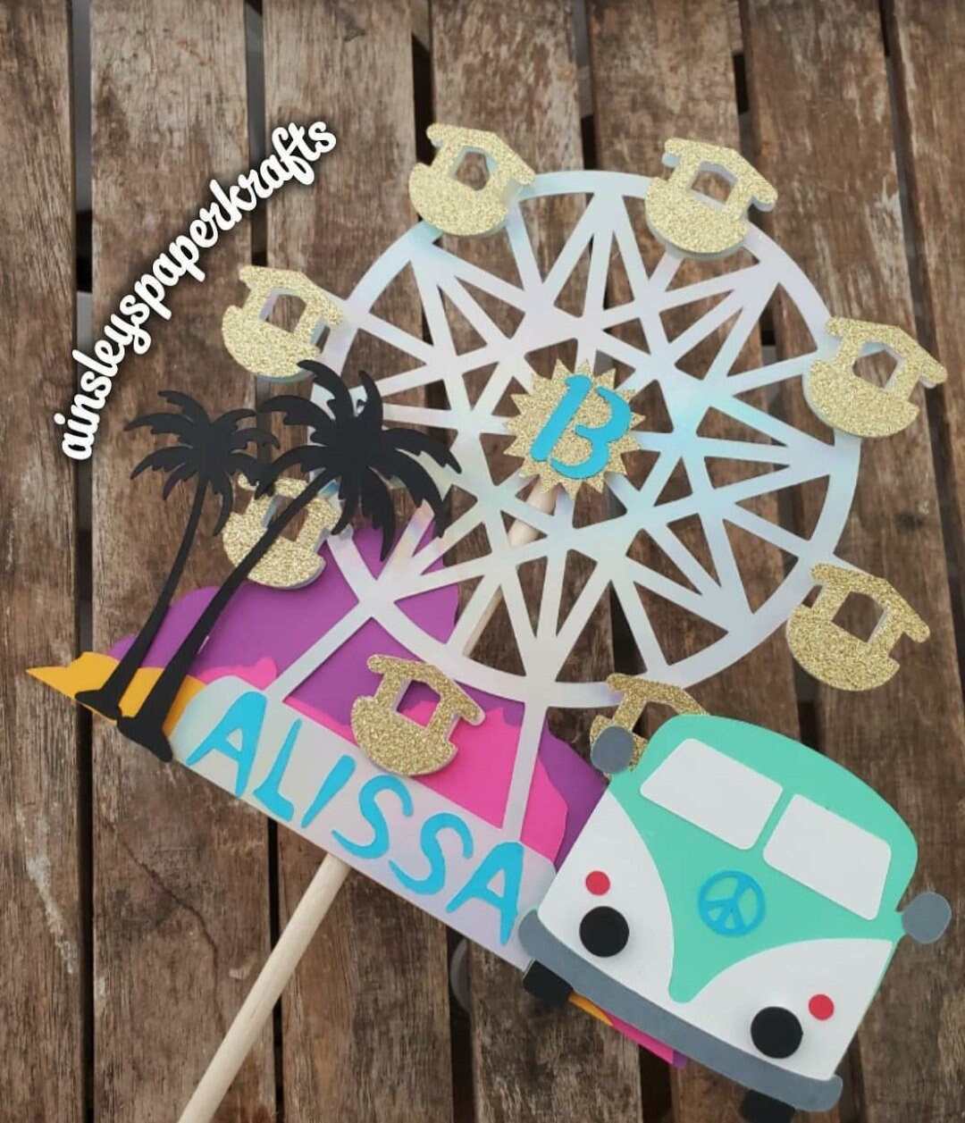 Ferris Wheel Cake Topper, Festival Birthday Cake Topper, Music Festival ...