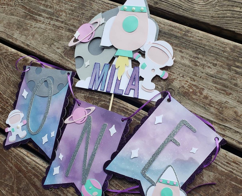 Girl Nasa Space Birthday Theme Party First Pink Purple Cake | Etsy