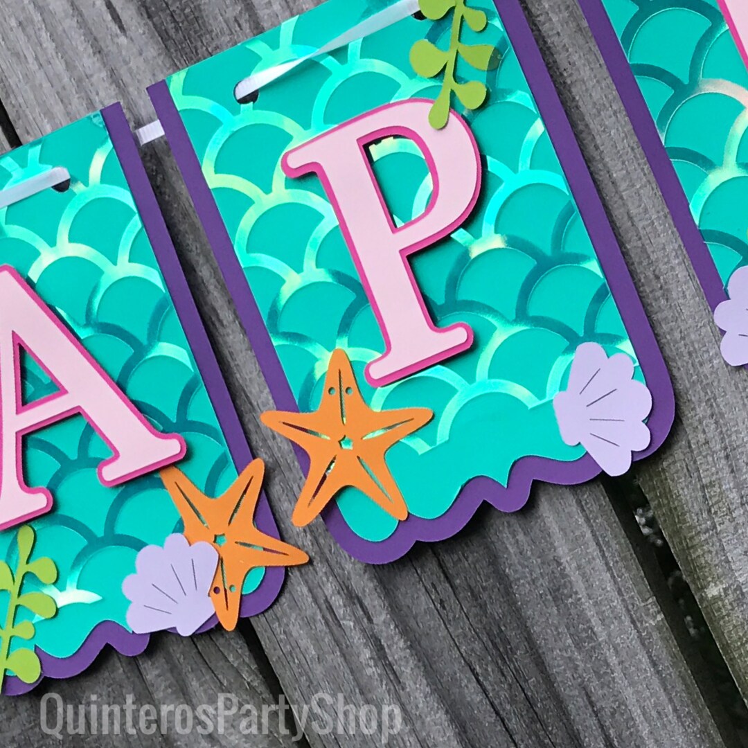Mermaid Banner, Mermaid Theme Birthday Party,mermaid Birthday Banner ...