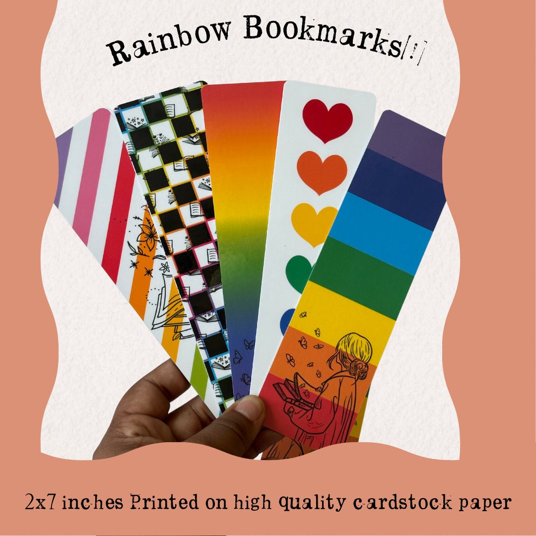 Rainbow Bookmarks, Bookmarks, Cute Bookmarks, Checkered Bookmarks - Etsy