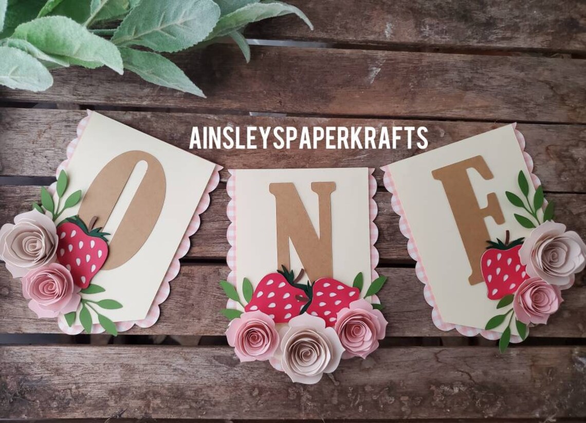 Strawberry Banner Berry Birthday Themed Party Strawberry | Etsy