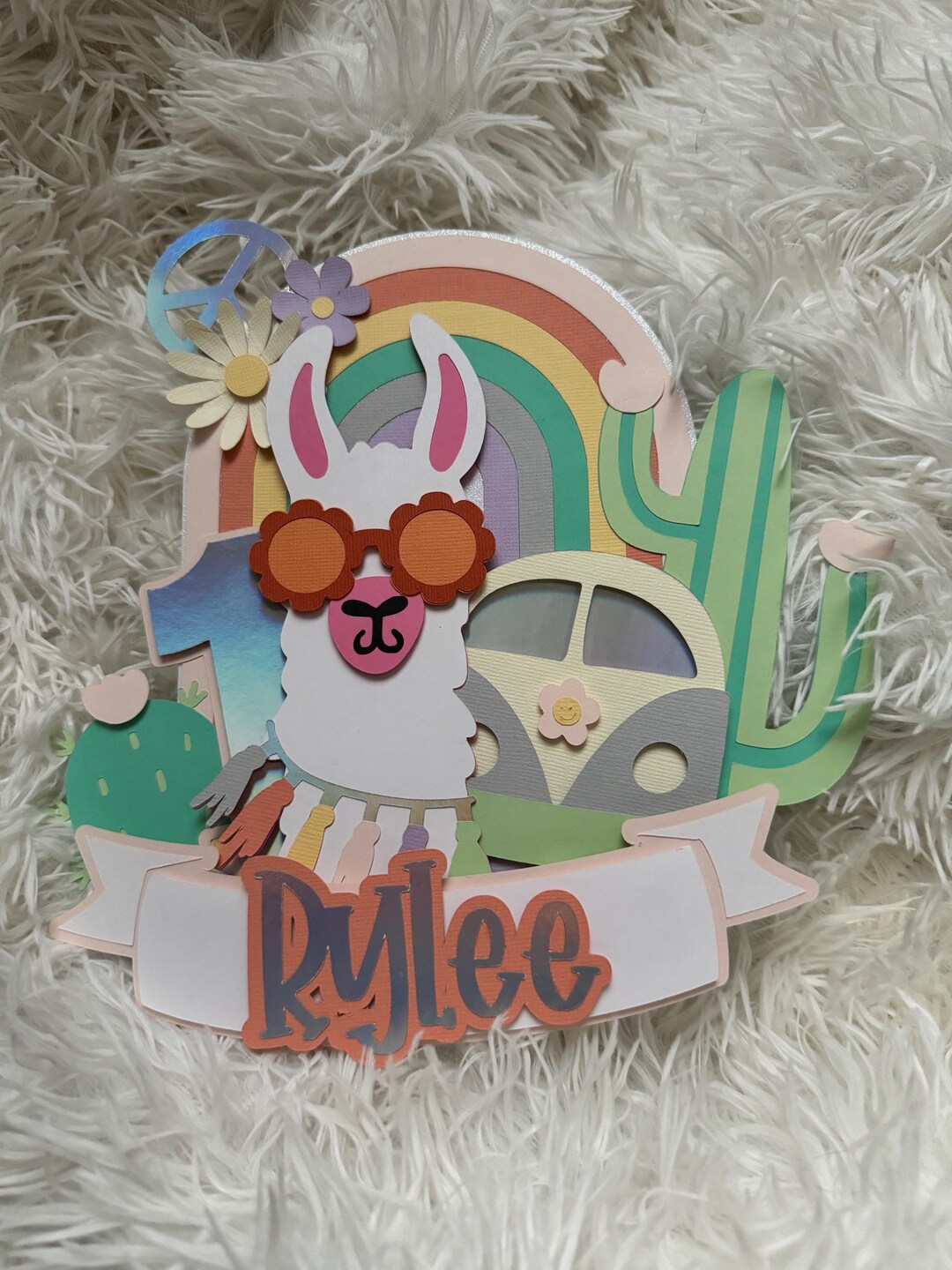 Llama Cake Topper, Retro Groovy Llama Cake Topper, Llama Birthday Party ...