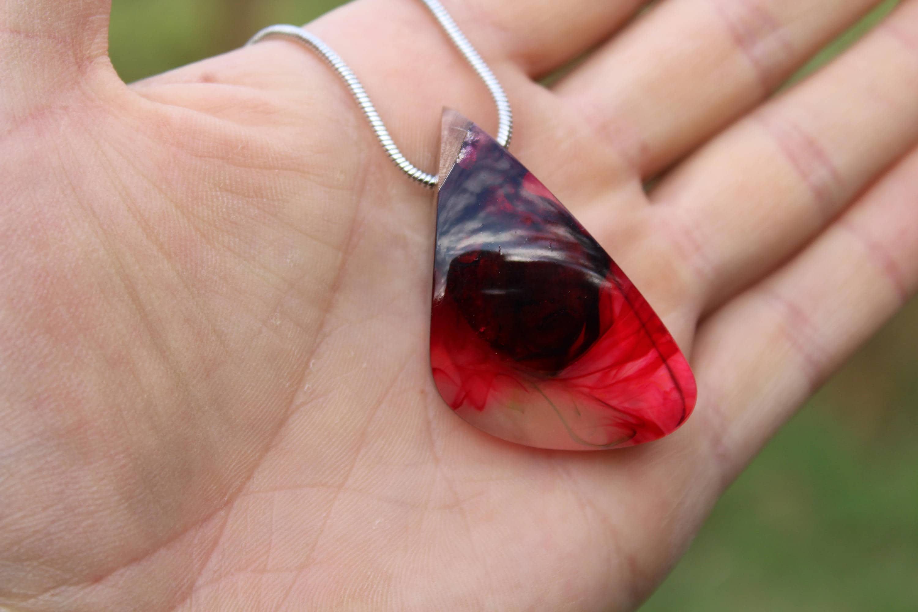 Red Resin Necklace Wood Resin Pendant Gift Necklace Wooden - Etsy