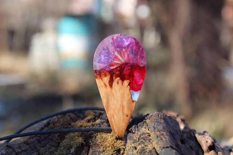 Pendant With a Flower in Transparent Red Epoxy Resin With a - Etsy