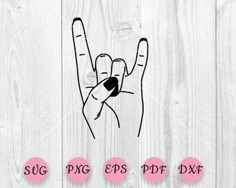 Rock on Hand Svg - Etsy
