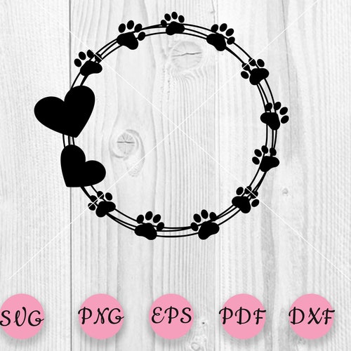 Puppy Paw Frame Svg Animal Frame Svg Heart Frame Svg Wreath - Etsy