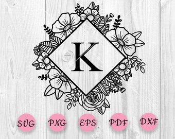 Flower Frame SVG Wreath SVG File Flower Wreath Svg Offset - Etsy
