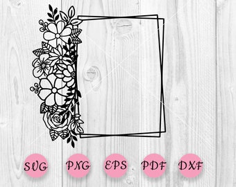 Rectangle Flower Frame - Etsy