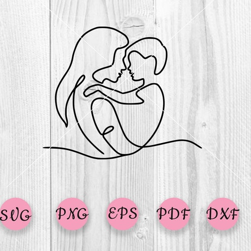 Mother and Baby SVG Mother's Day SVG Line Art Mommy - Etsy