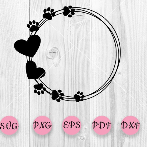 Puppy Paw Frame Svg Animal Frame Svg Heart Frame Svg Wreath - Etsy