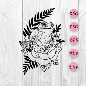 Frog Svg Floral Frog Svgfrog With Flowers Svg Frog Svg - Etsy