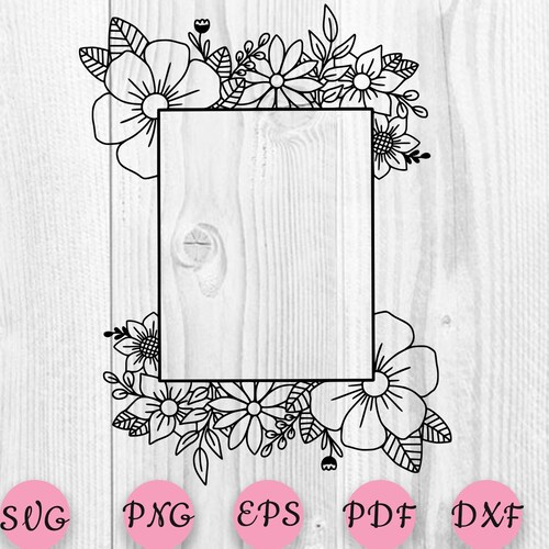Floral Frame SVG Rectangle Flower Frame Square Frame Flower - Etsy