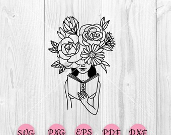 Woman Reading Svg | Etsy