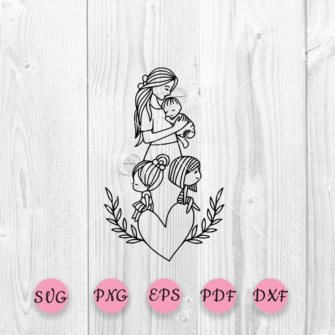 Mother of Three Kids Svg, Baby Svg, Newborn Svg, Family Svg, Womans Svg ...