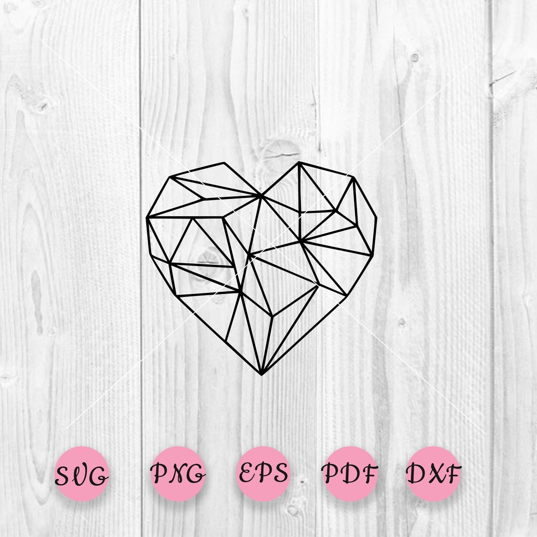 Cuore geometrico in formato svg, poligonale cuore svg clipart, giorno ...