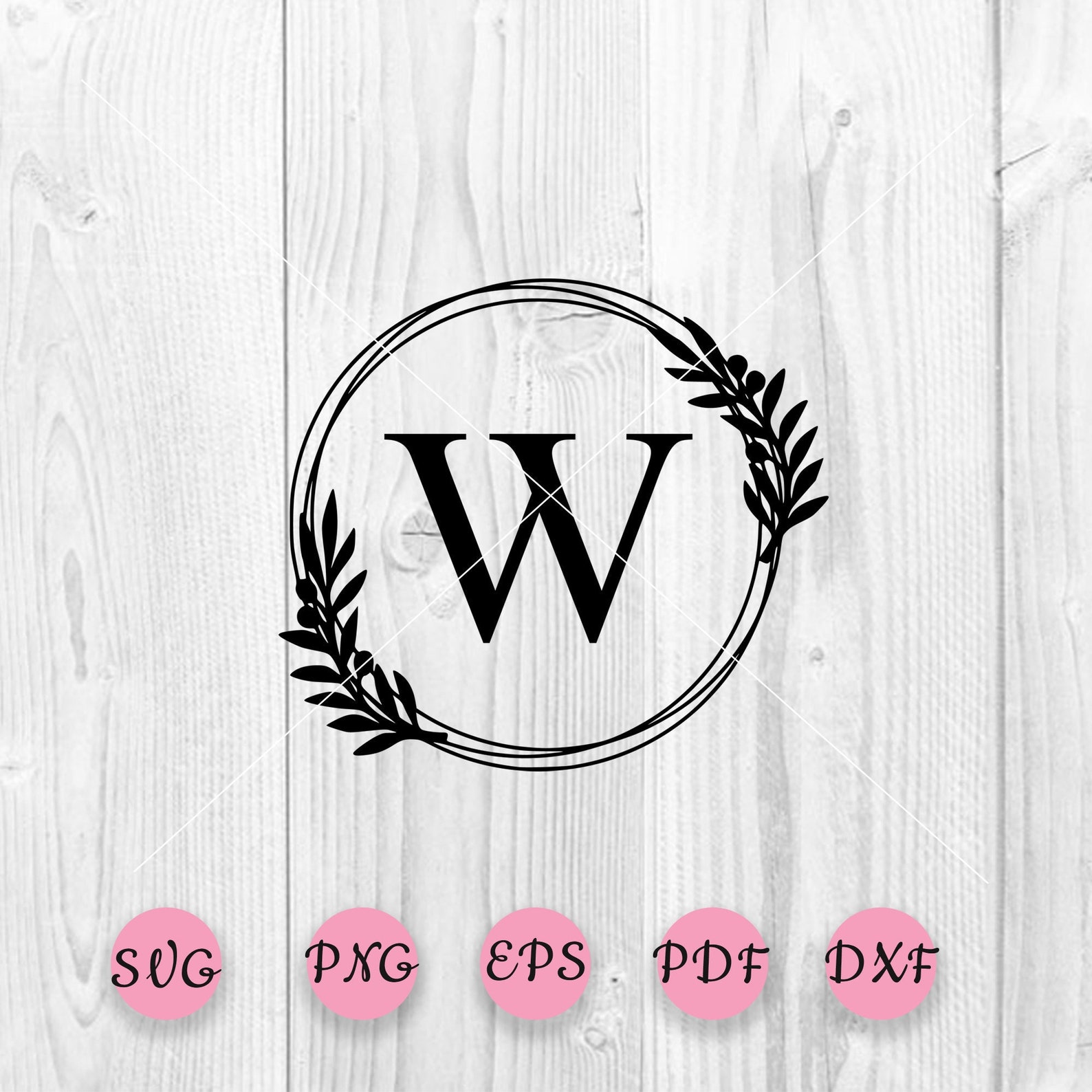 Alphabet Frame Letter W Svg Wreath SVG Leafy Wreath SVG - Etsy