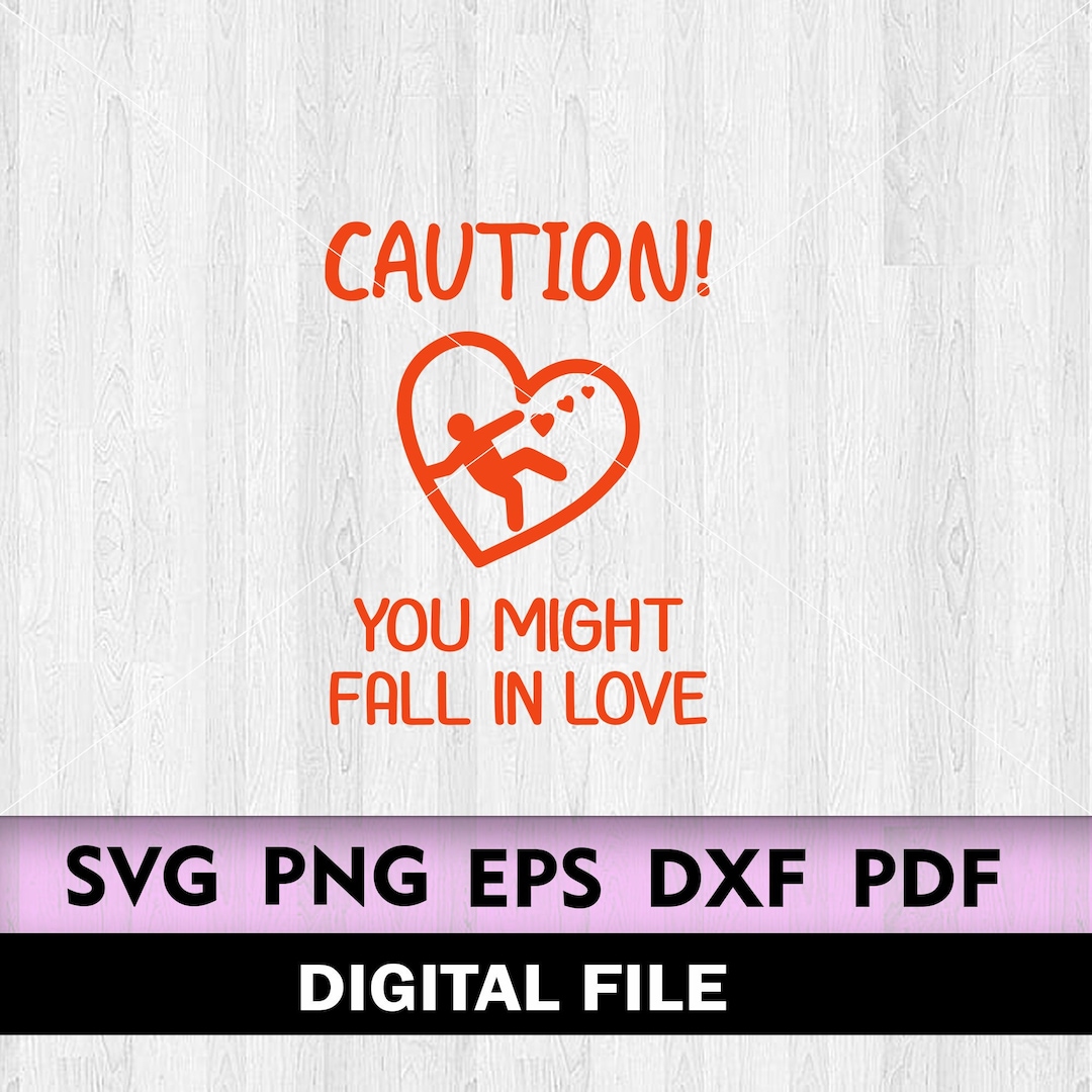 Caution You Might Fall in Love Svg, Retro Valentine Heart Svg, Trendy ...