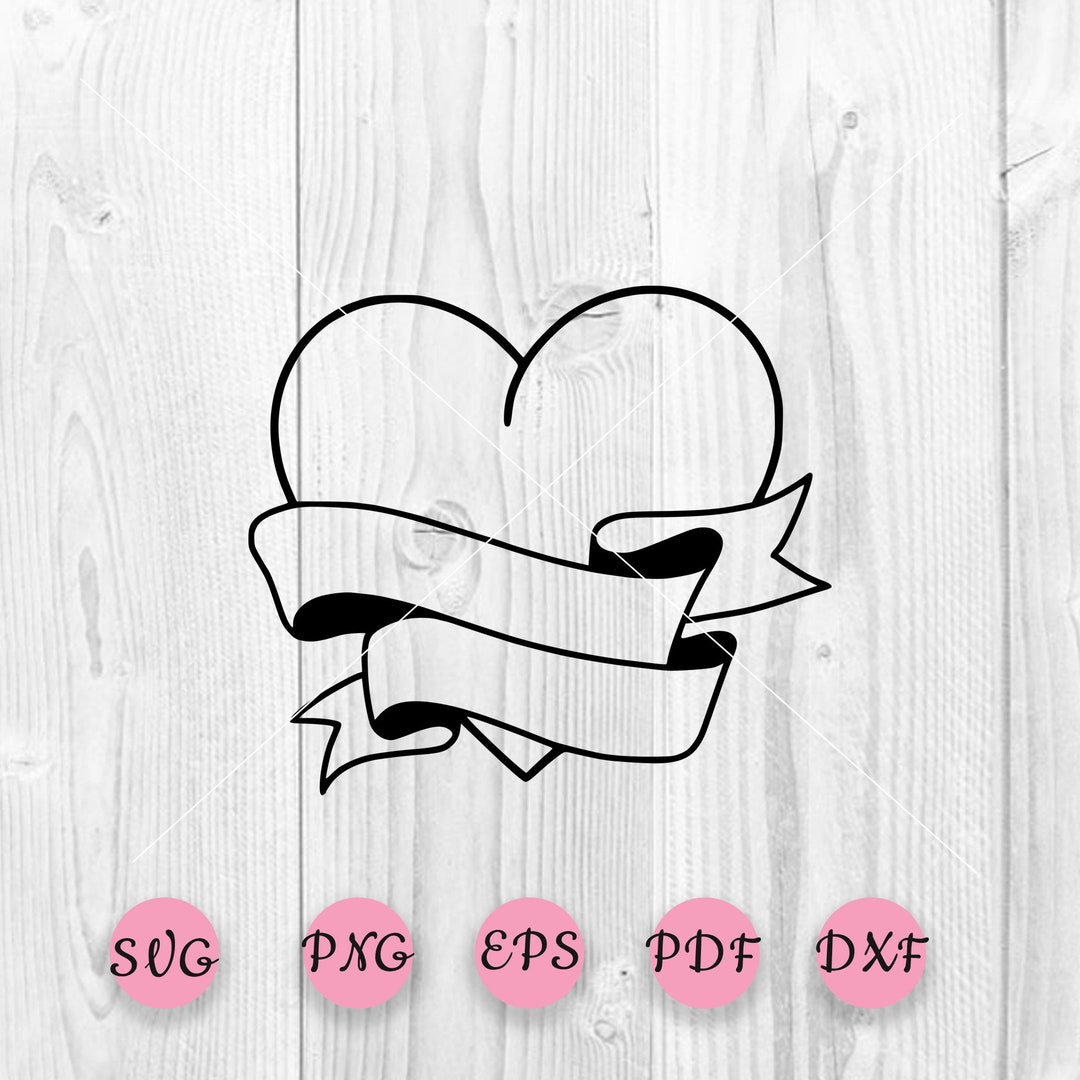 Cinta de corazón svg, Dos cintas corazón svg, Cinta de corazón svg ...