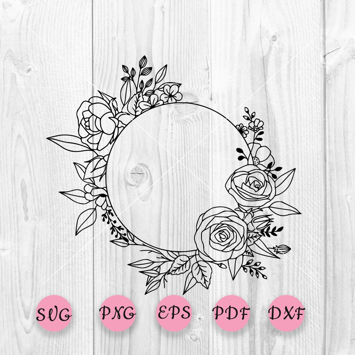 Floral Frame SVG Flower Monogram Frame Floral Frame Cut | Etsy