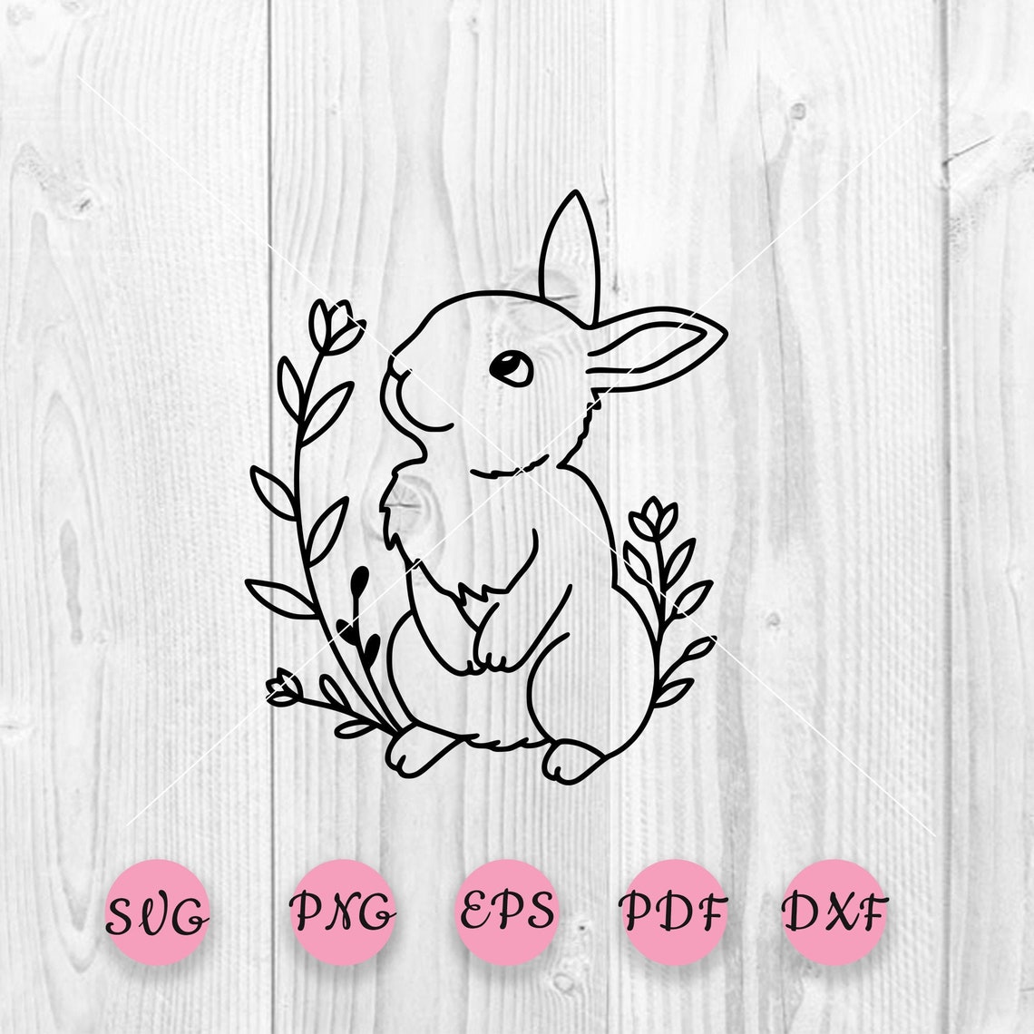 Easter Rabbit svg Rabbit flowers cut files Easter bunny svg | Etsy