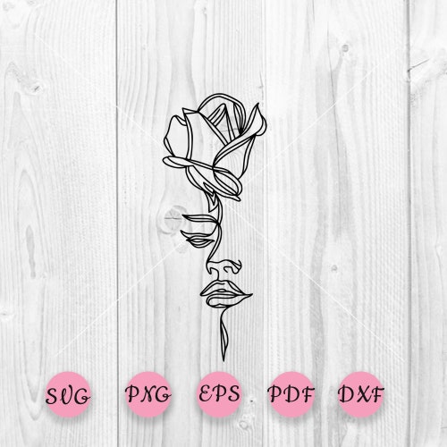 Floral Face Svg Line Art Faces Svg Woman Face Svg Double - Etsy
