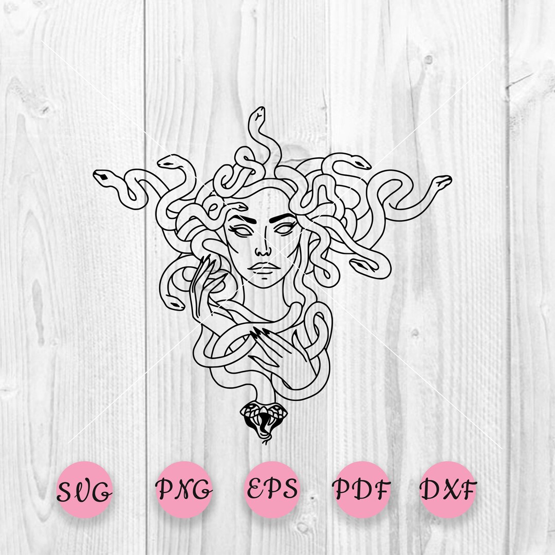 Medusa Svg, Gorgona Svg, Snake Face Svg, Woman With Snake Hair, Fantasy ...