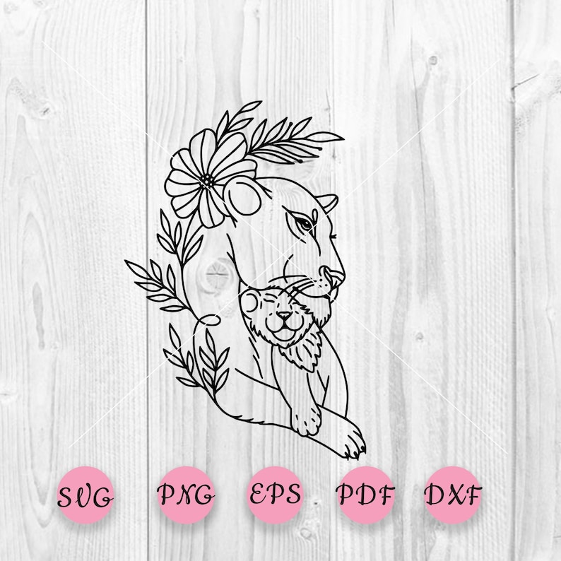 Lioness With Lion Cub Svg Lioness Clipart Lioness Silhoette - Etsy