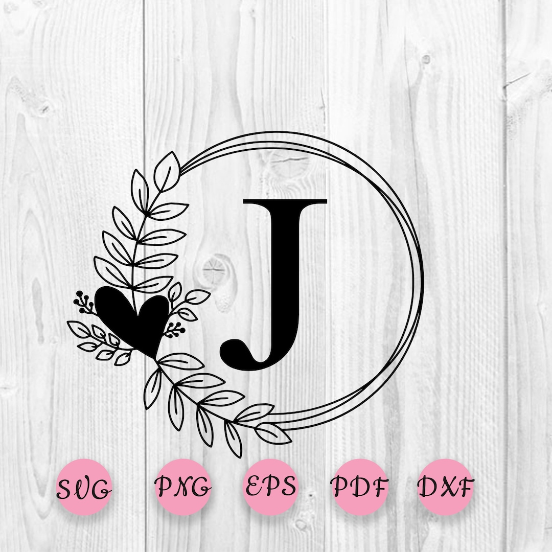 Alphabet Frame Letter J Svg Wreath SVG Leafy Wreath SVG - Etsy Israel