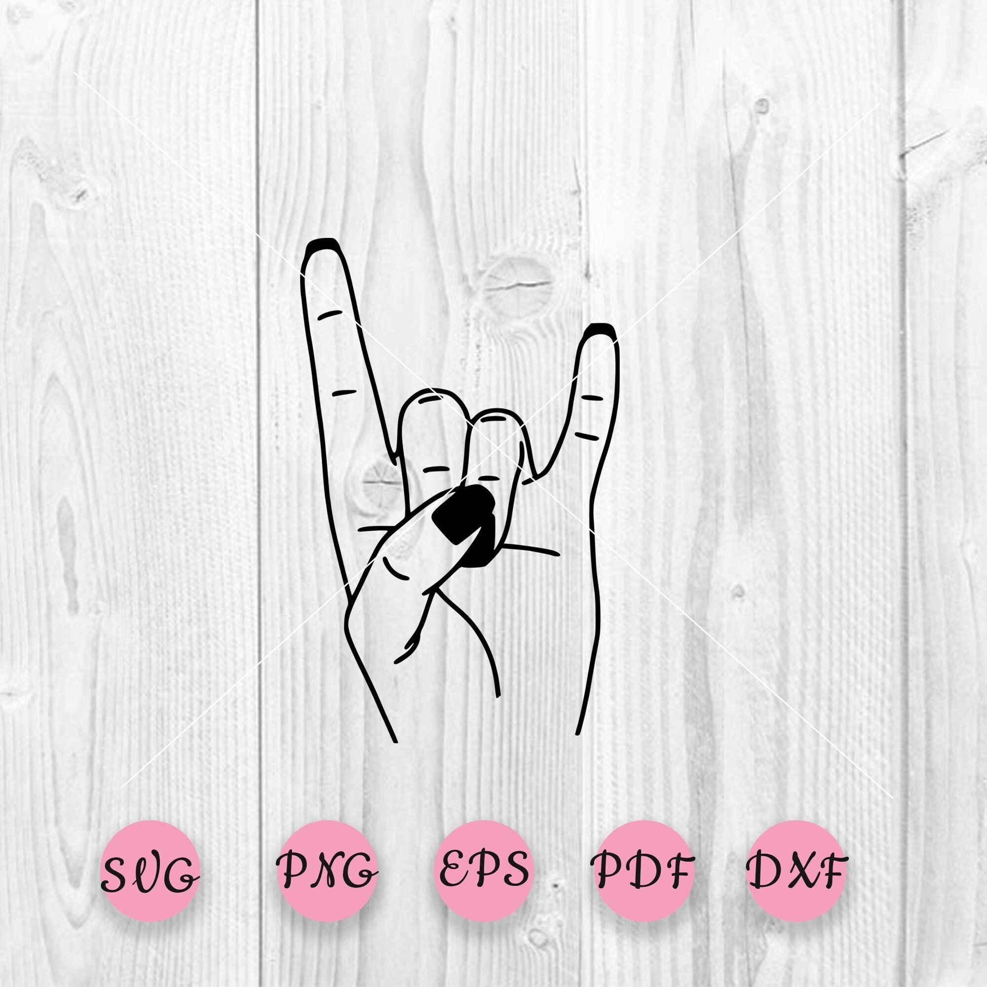 Rock on Hand Svg Hand Svg Fingers Svg Nails Svg Line Art - Etsy UK