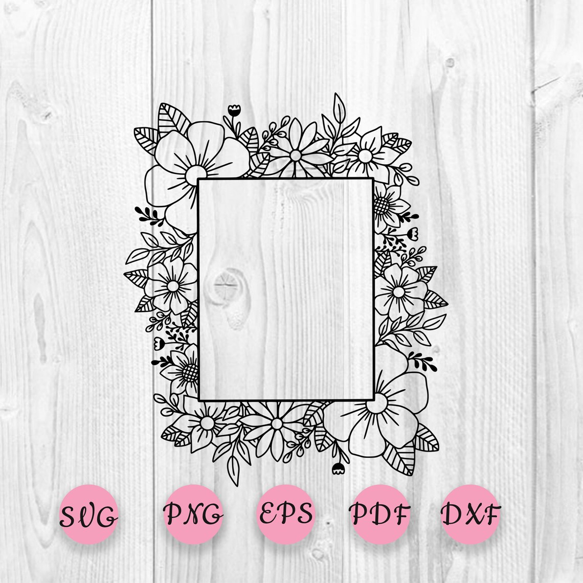 Floral Frame SVG Rectangle Flower Frame Square Frame Flower - Etsy Canada