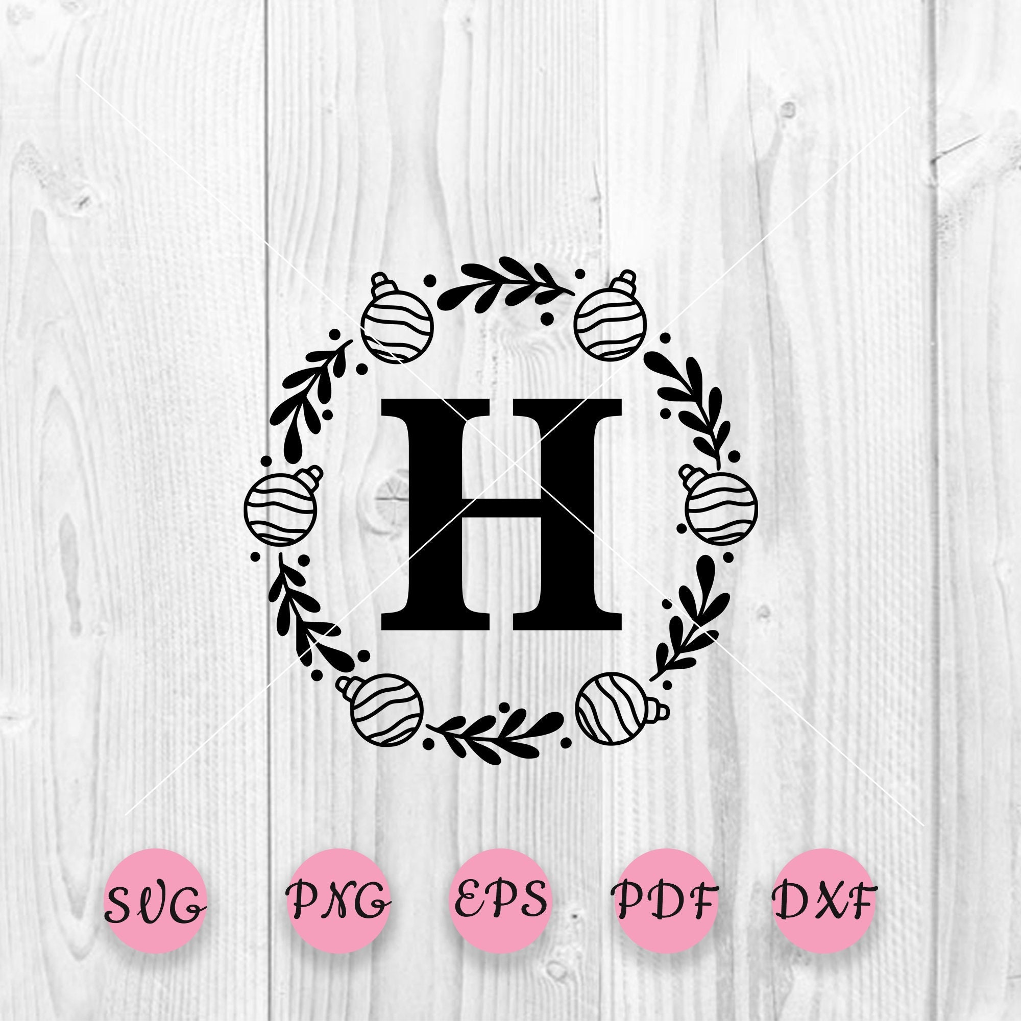 Monogram Frame SVG Floral Frame Letter H Wreath SVG Laurel Wreath ...