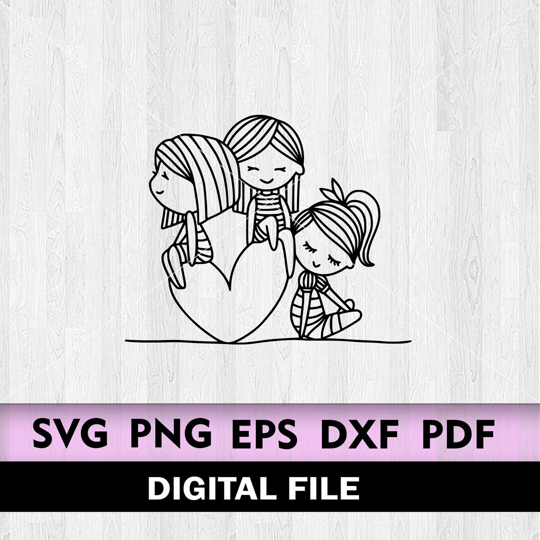 Buy Three Sisters Svg, Heart SVG Sisters Svg, Family Svg, Girls Svg ...