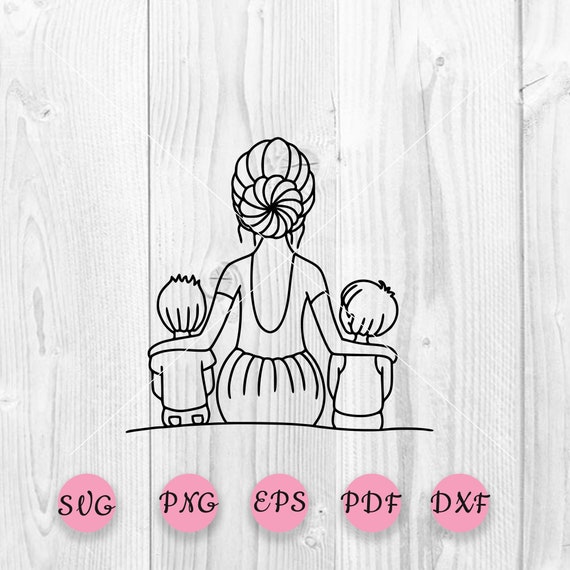 Madre Con Dos Hijos Svg Madre Svg Hijos Svg Familia Svg Etsy México