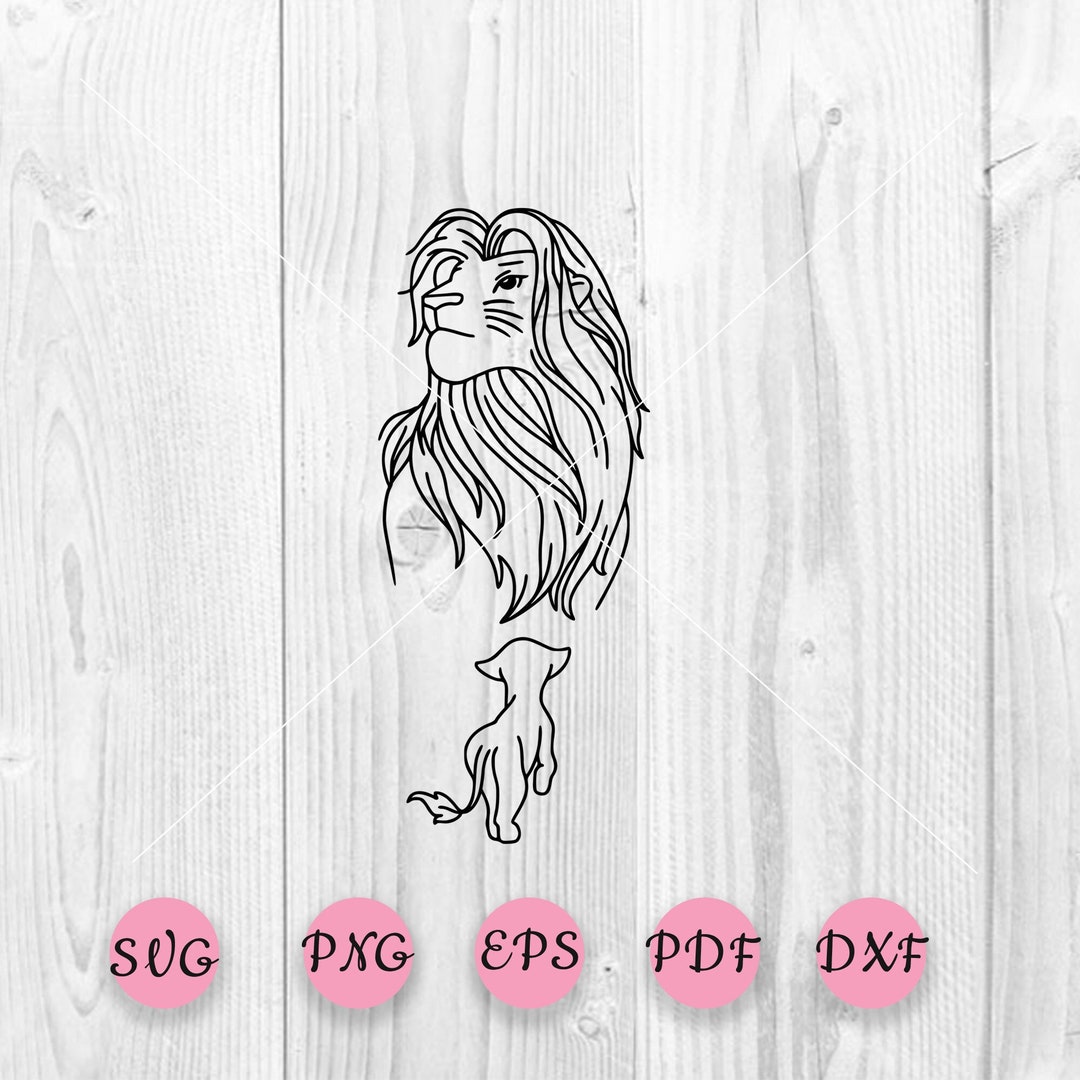 Lion King With Lion Cub Svg, Lion Clipart, Lion Silhoette, Lion Cub Svg ...