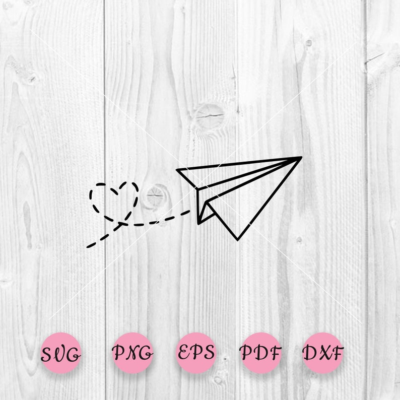 Paper Airplane SVG Airplane Heart Svg Love Airplane Cutting - Etsy